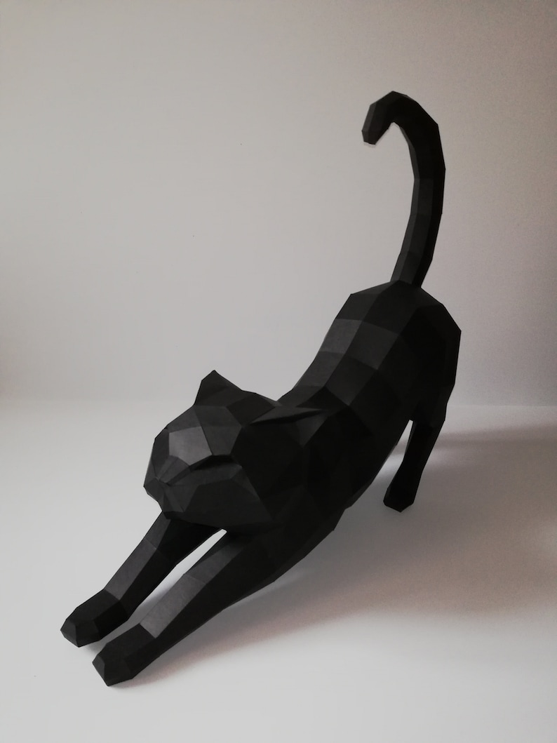 Papercraft 3D STRETCHING CAT Sculpture Pepakura Gift for Cat - Etsy