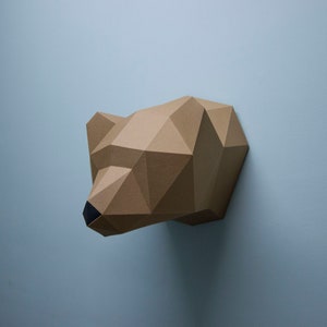 Papercraft 3D SIMPLE BEAR HEAD Pepakura Pdf Template Low Polygonal ...