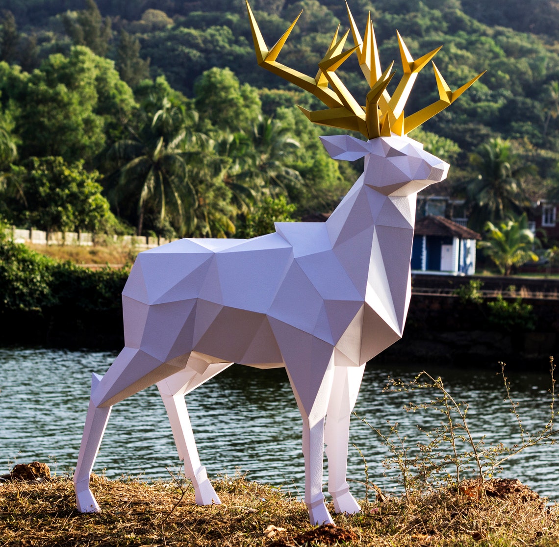 Papercraft 3D ROYAL DEER pepakura Pdf paperfreak template Low - Etsy México