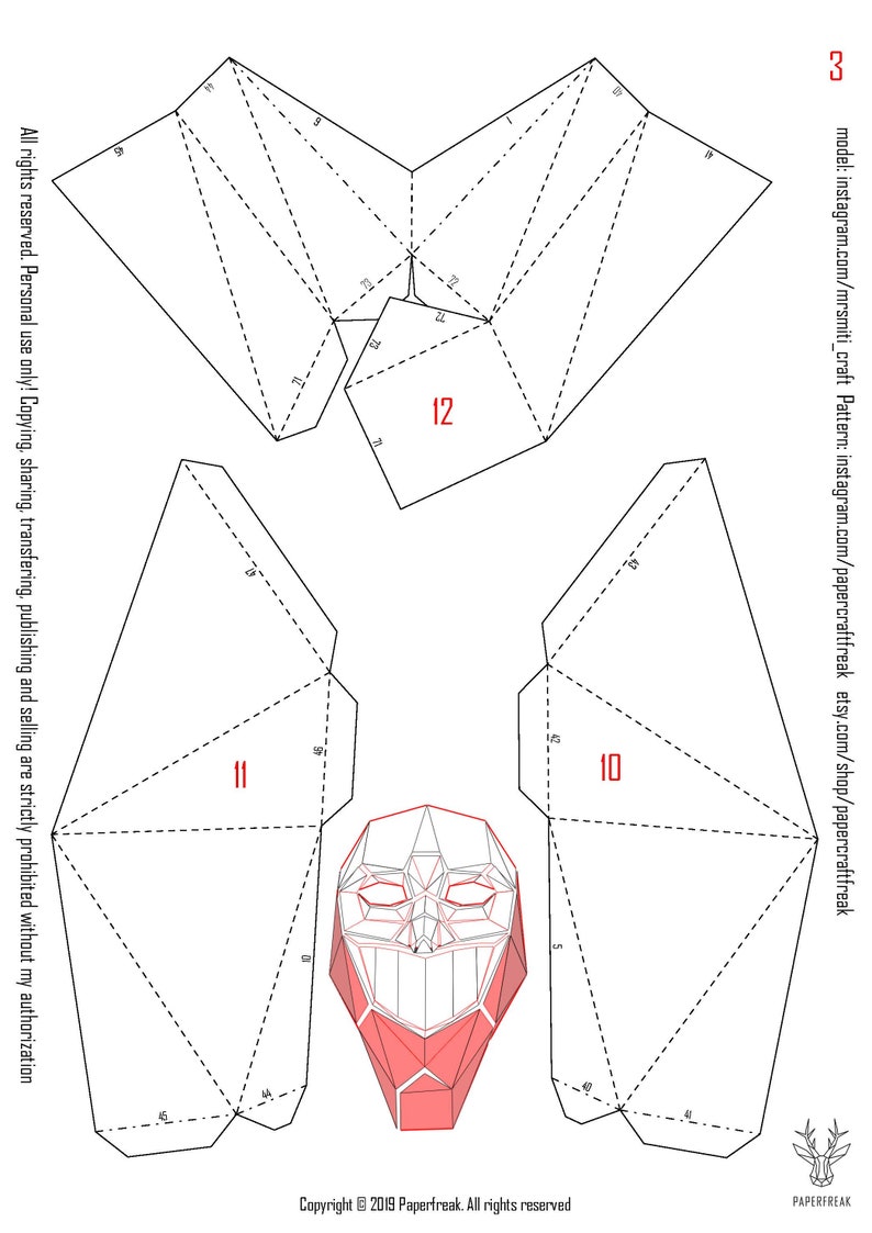 Papercraft 3D MAD CLOWN Halloween Pepakura Anime Carnival Low | Etsy
