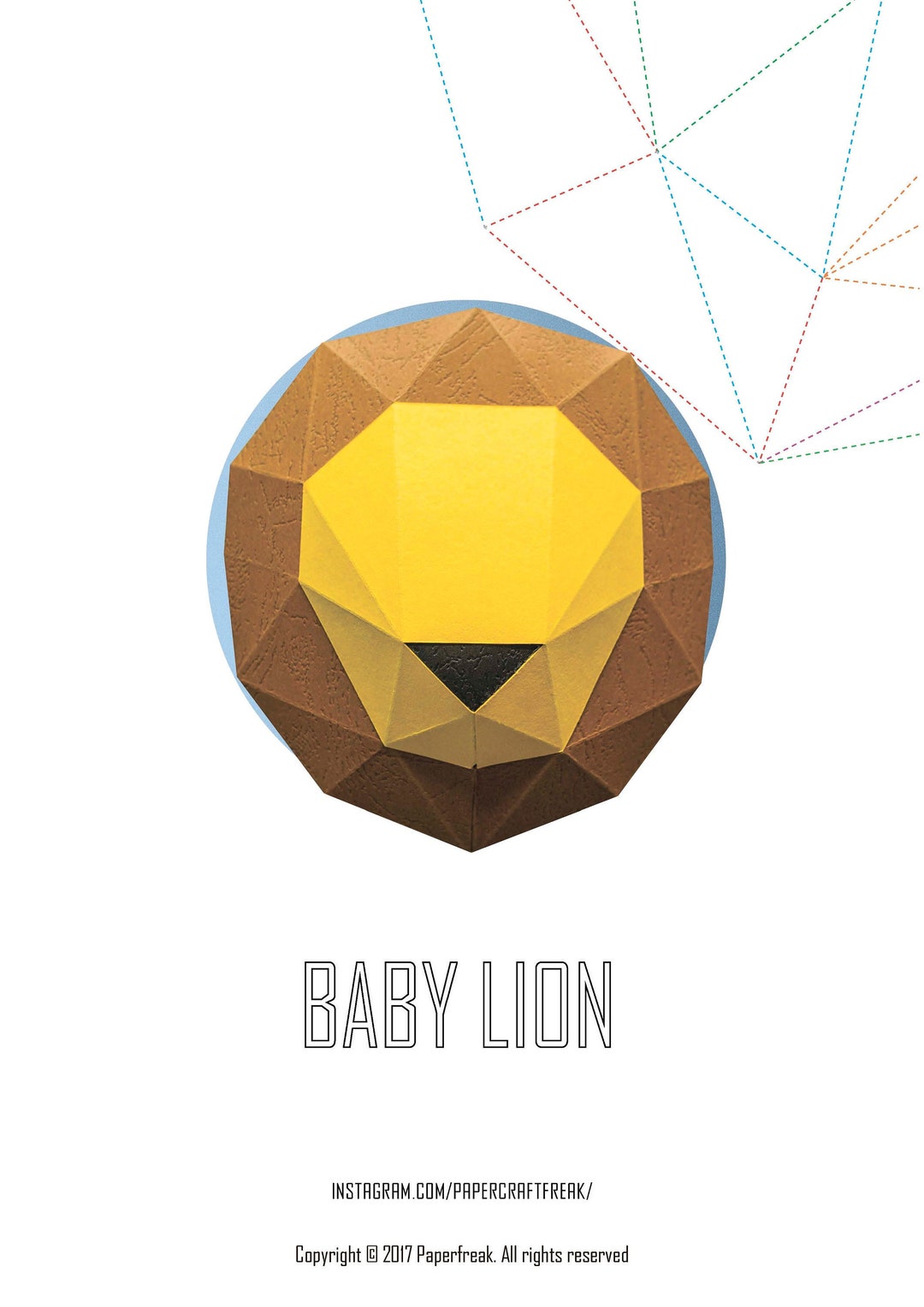 Papercraft 3d BABY LION Pepakura Small African Animal Figure for Kids ...