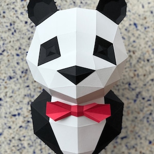 Papercraft 3D PANDA BEAR in SUIT Pepakura Low Poly Paper Sculpture Diy ...