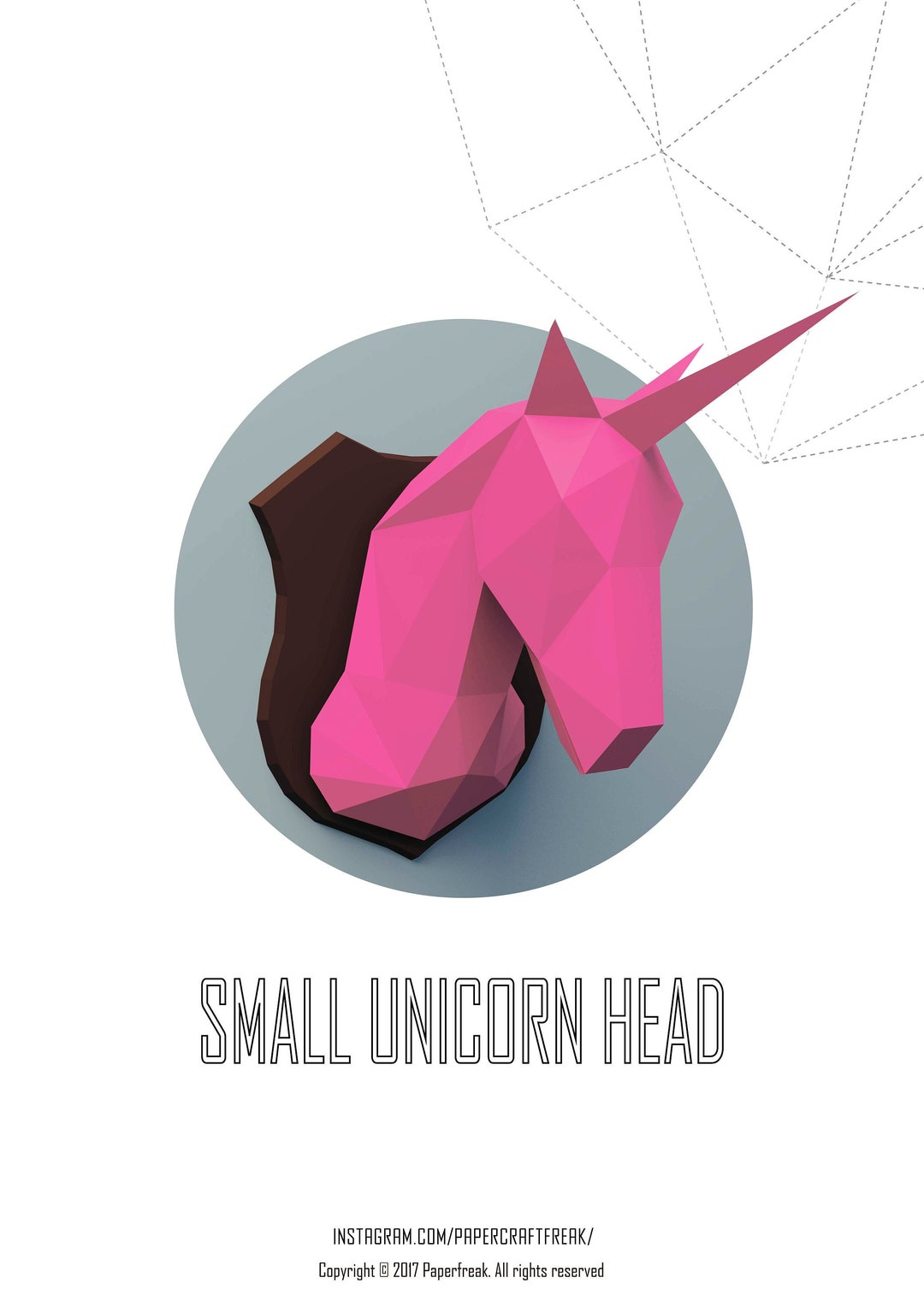 Papercraft 3d SMALL UNICORN HEAD Horse Animal Paper Sculpture Lowpoly ...