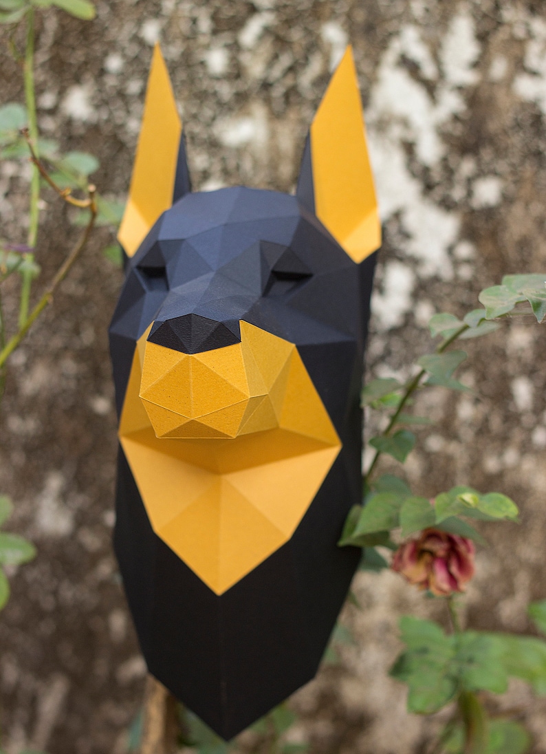 Papercraft 3d DOBERMAN DOG HEAD Low Poly Paper Sculpture Diy | Etsy