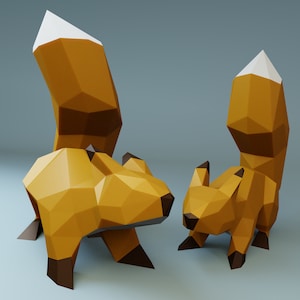 Papercraft 3d SQUIRREL 3D 2 in 1 Low Poly Paper Sculpture Diy Gift ...