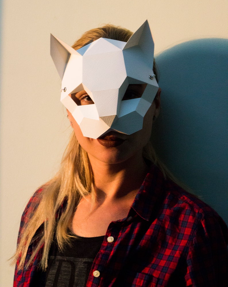 Papercraft 3D CAT HALF MASK Halloween Pepakura Art Kitty Kinky - Etsy