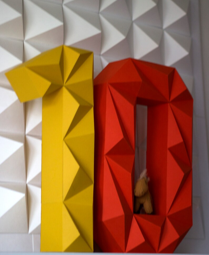 Papercraft 3D ALL NUMBER Birthday Party Decor Pepakura Low - Etsy