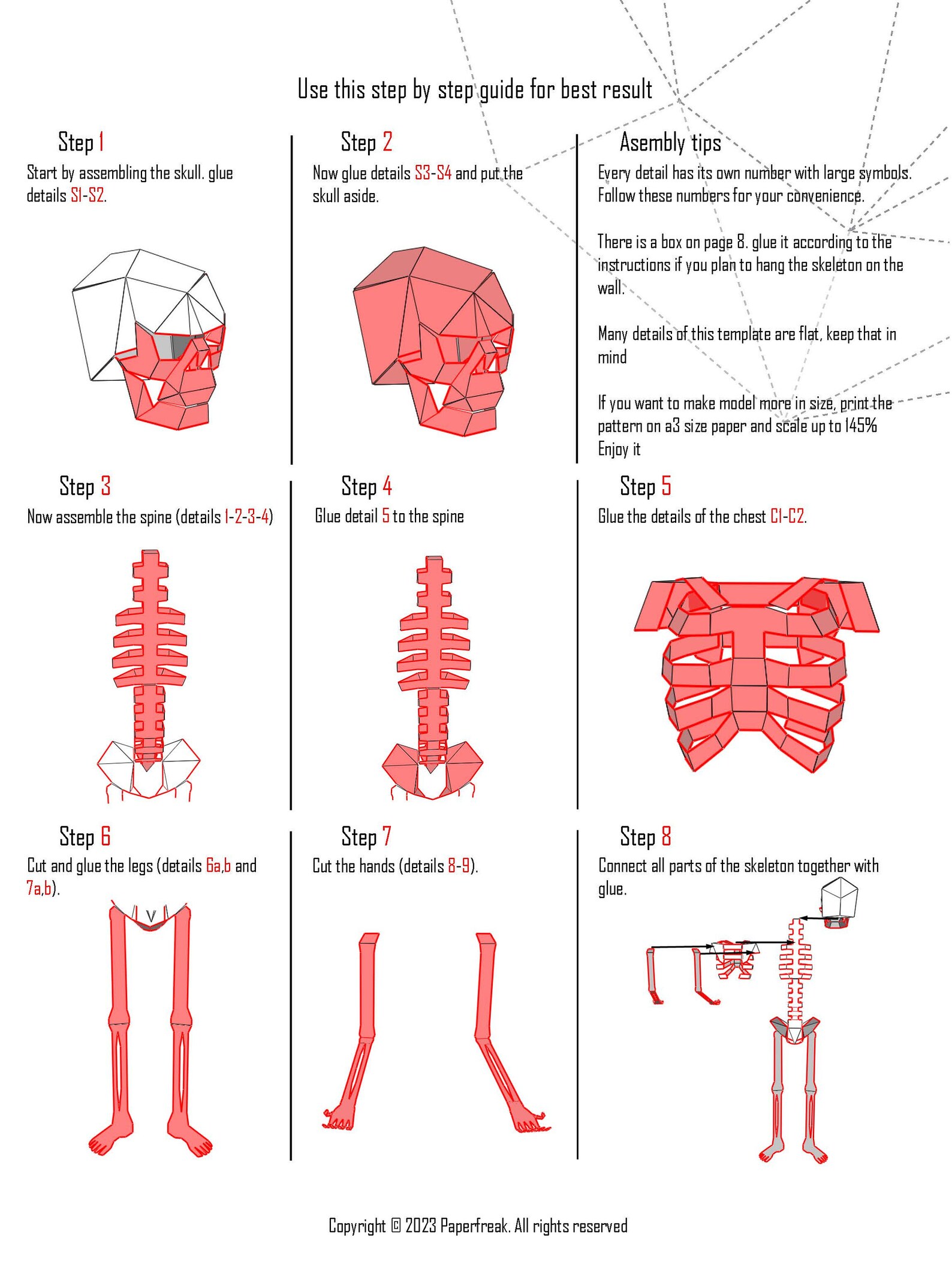 Papercraft 3D SKELETON SCULL and BONES Halloween Party Decor - Etsy