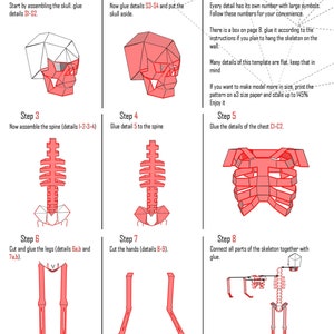 Papercraft 3D SKELETON SCULL and BONES Halloween Party Decor Pepakura ...