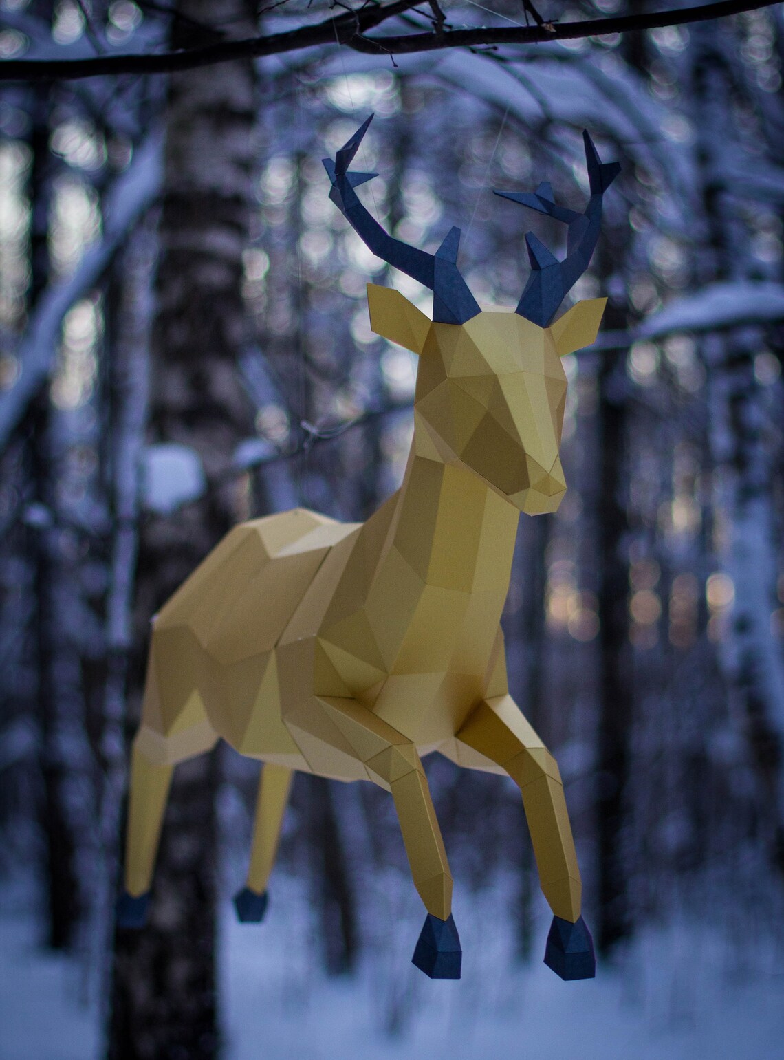 Papercraft 3D FLYING DEER Christmas Low Poly Paper Sculpture | Etsy