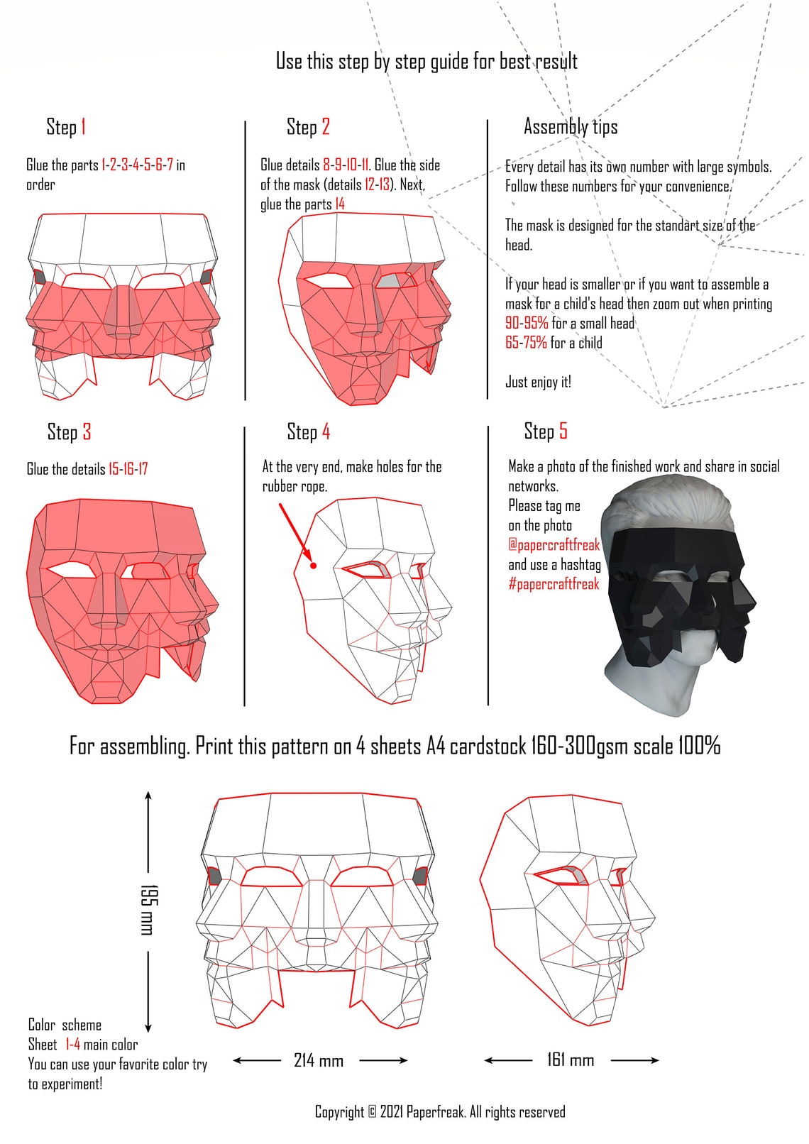 Papercraft 3D TREE FACE MASK Halloween Pepakura Venetian - Etsy