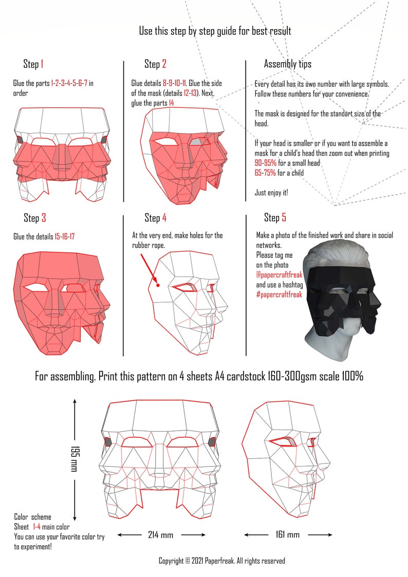 Papercraft 3D TREE FACE MASK Halloween Pepakura Venetian - Etsy