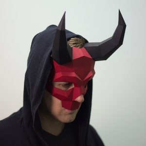 Papercraft 3D HORNED SKULL Half MASK 1 Halloween Demon Pepakura Kinky ...