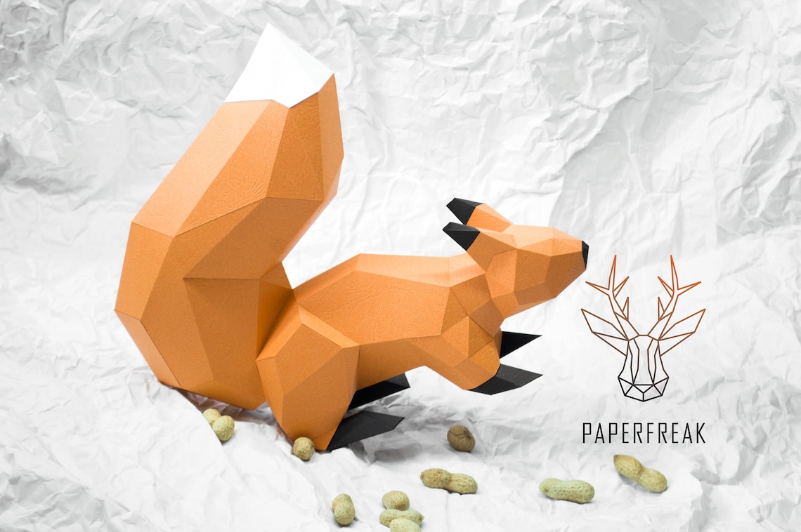 Papercraft 3d SQUIRREL 3D Type 1 Low Poly Paper Sculpture Diy - Etsy