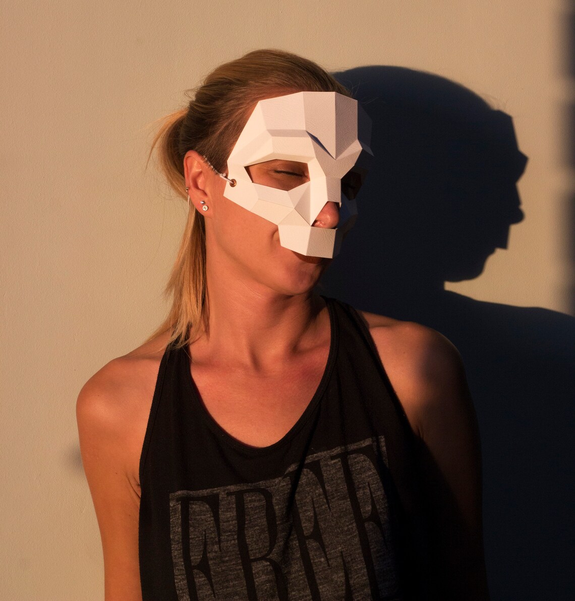 Papercraft 3D SKULL HALF MASK 4 Halloween Scare Demon Pepakura - Etsy