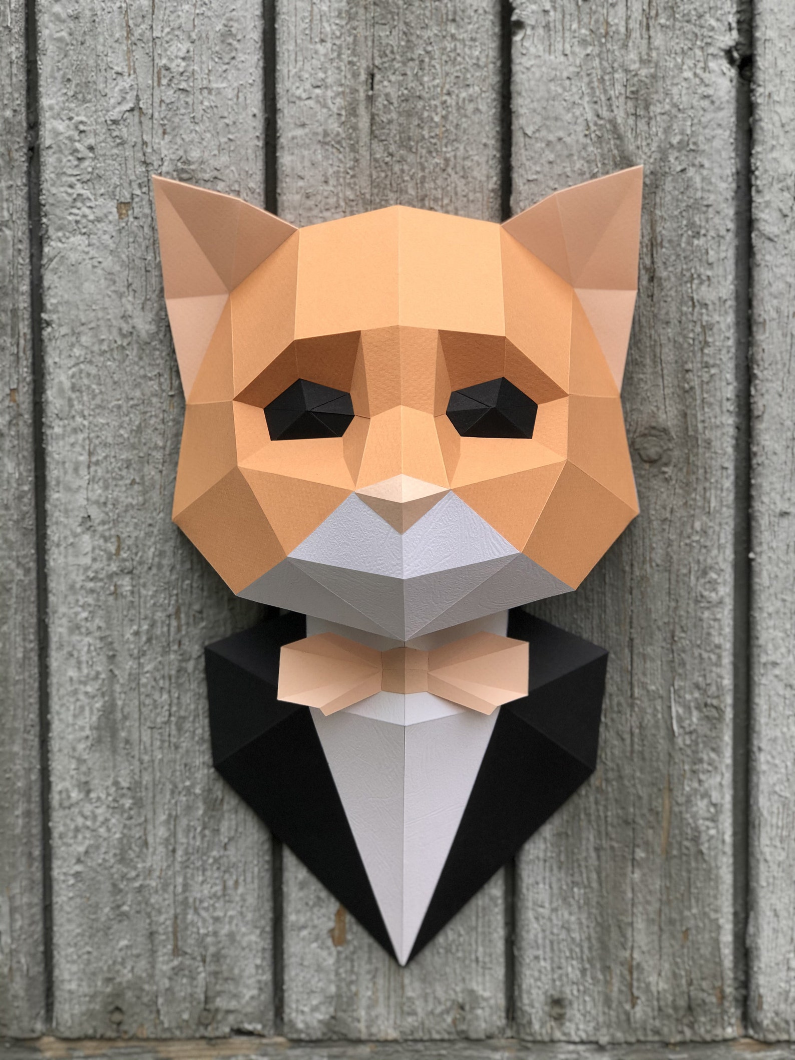 Papercraft 3D CAT in SUIT Pepakura Low Poly Paper Sculpture - Etsy