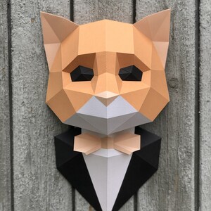 Papercraft 3D CAT in SUIT Pepakura Low Poly Paper Sculpture KITTY Decor ...