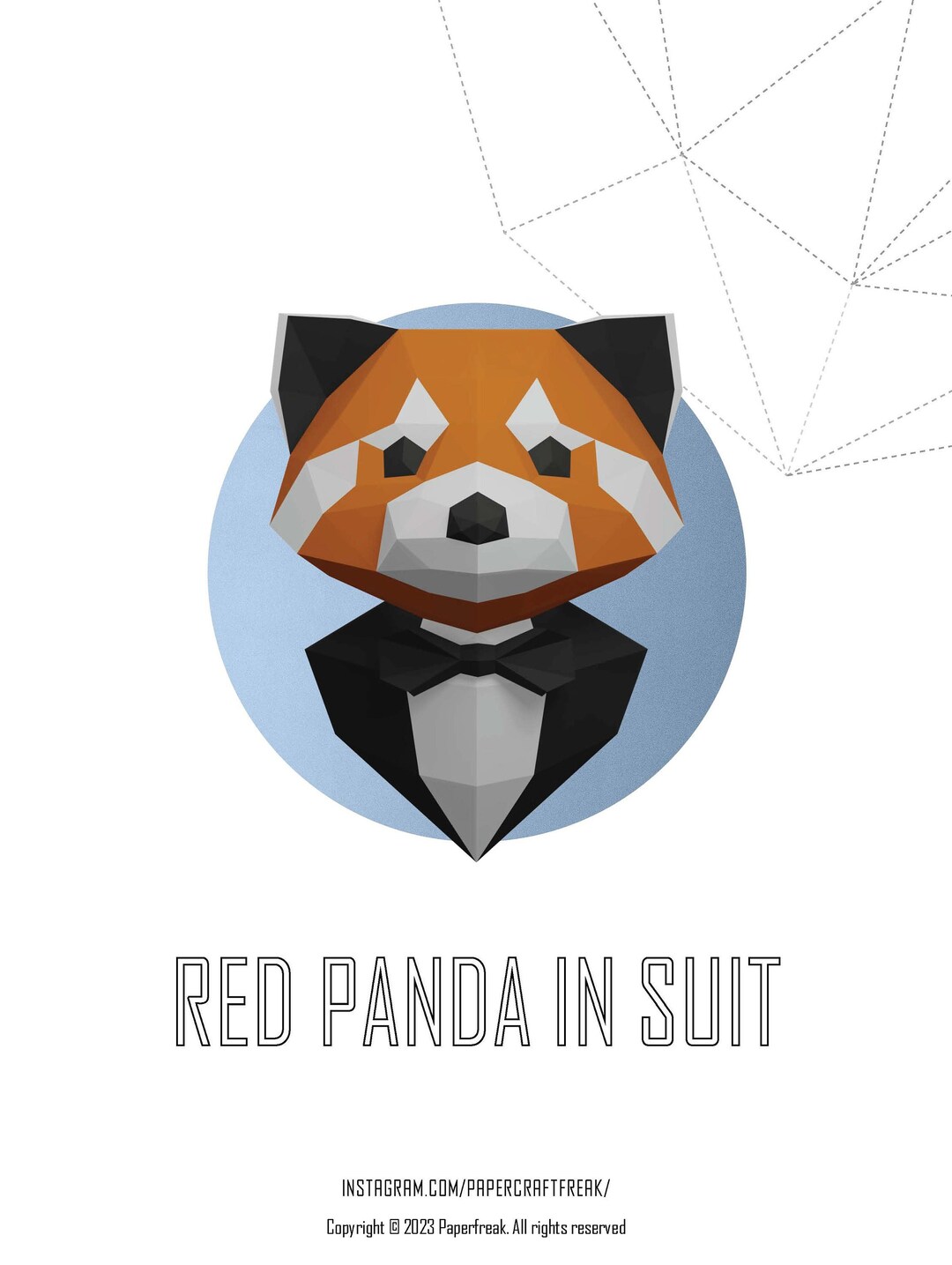 Papercraft 3D RED PANDA BEAR in Suit Pepakura Low Poly Paper Sculpture ...