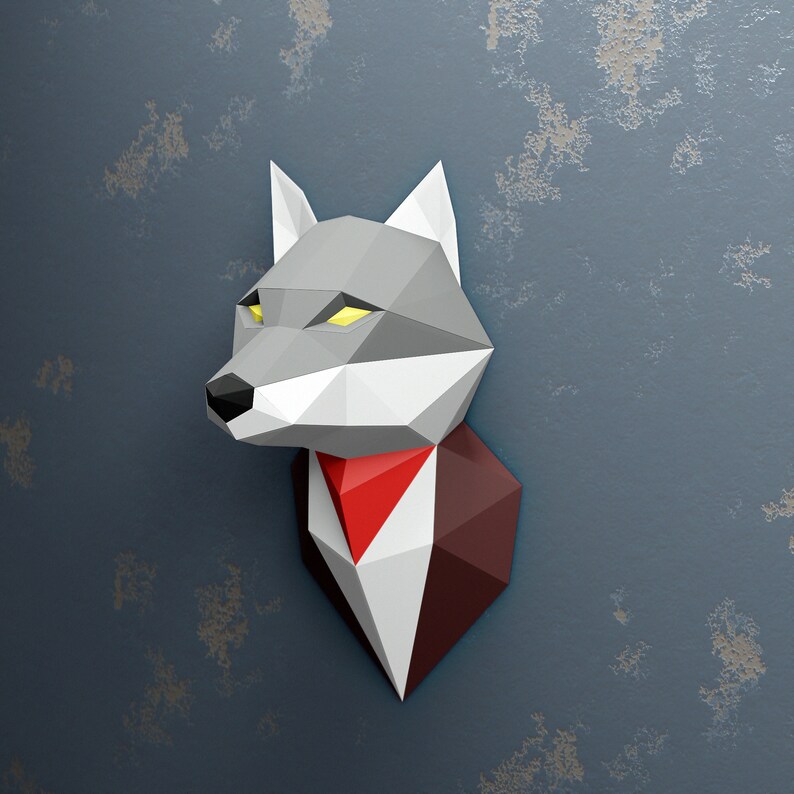 Papercraft 3D WOLF IN SUIT Pepakura Low Poly Paper Sculpture - Etsy