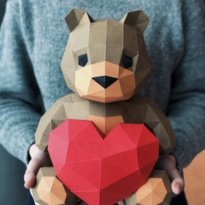 Papercraft 3D TOY BEAR V2 Low Poly Paper Sculpture Diy Gift Decor for ...
