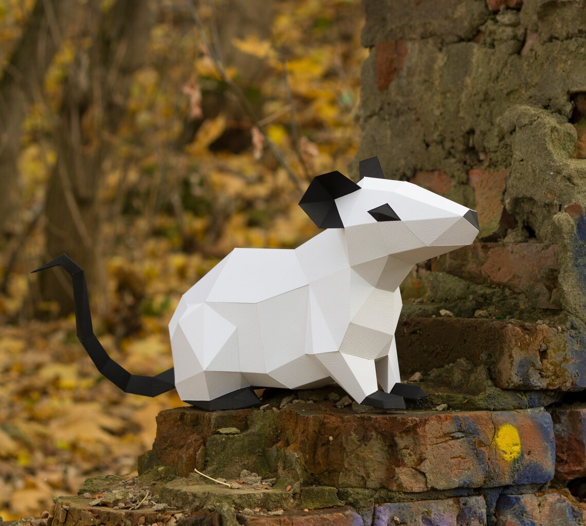 Papercraft 3d RAT MOUSE 2 Low Poly Paper Sculpture Diy Gift | Etsy
