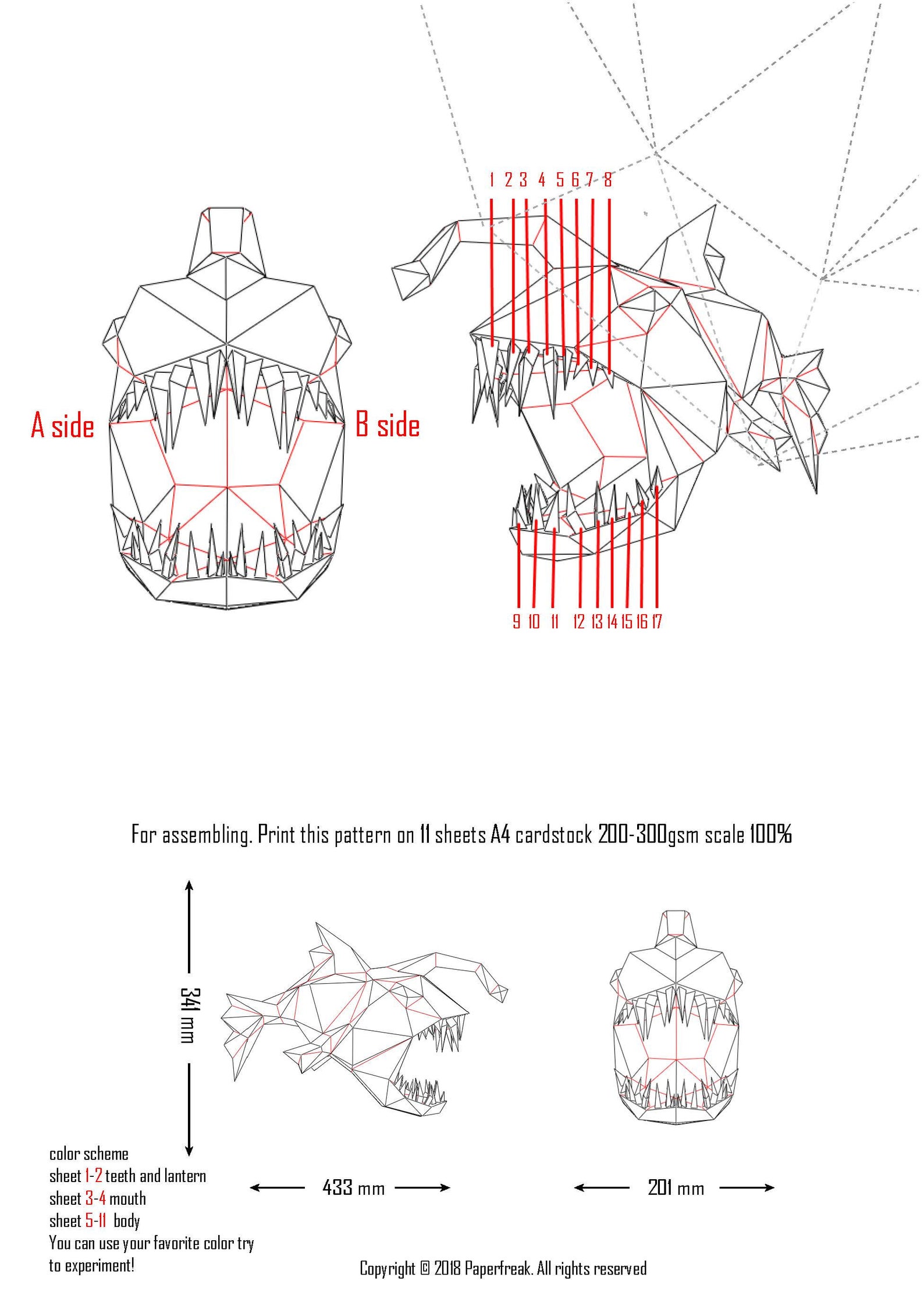 Papercraft ANGLER FISH 3D Pepakura Sea Creatures Paperfreak - Etsy
