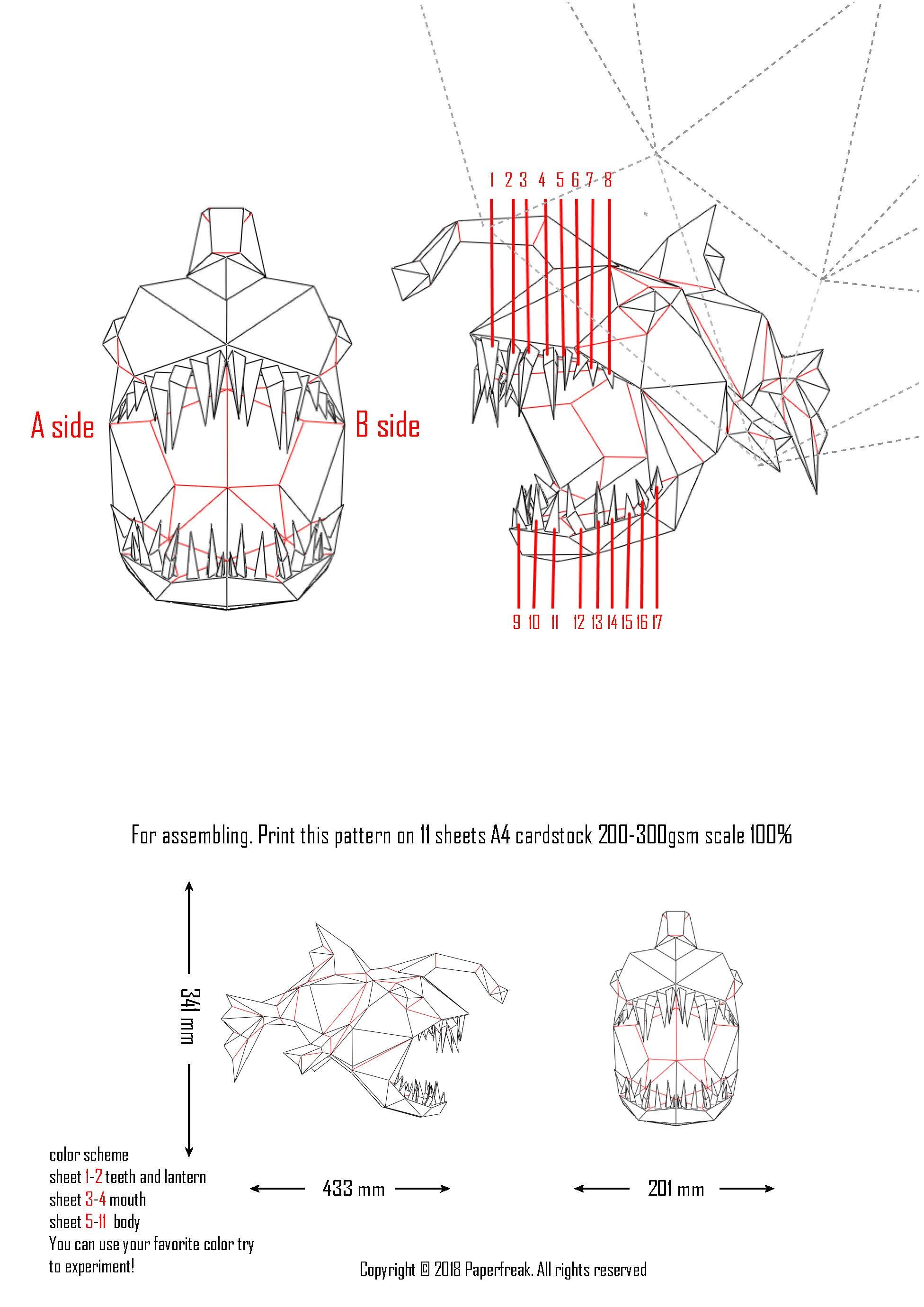 Papercraft ANGLER FISH 3D Pepakura Sea Creatures Paperfreak - Etsy ...