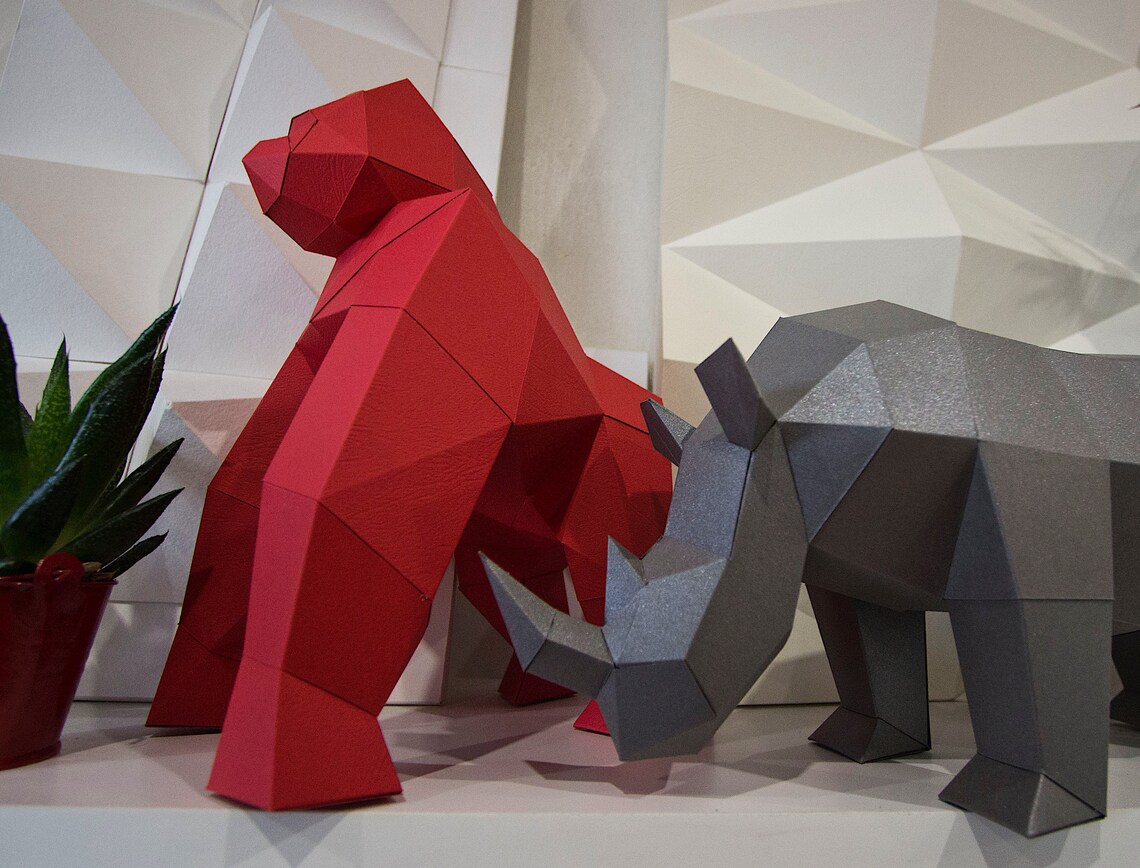 Papercraft 3D GORILLA MONKEY Low Poly Paper Sculpture DIY Gift - Etsy