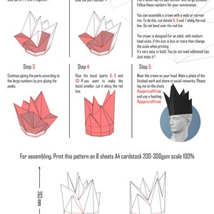 Papercraft 3D Two CRYSTAL ABSTRACT CROWN Halloween Pepakura Queen ...