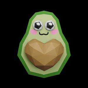 Papercraft 3D AVOCADO LOVER GIFT Low Poly Paper Sculpture Diy Heart ...