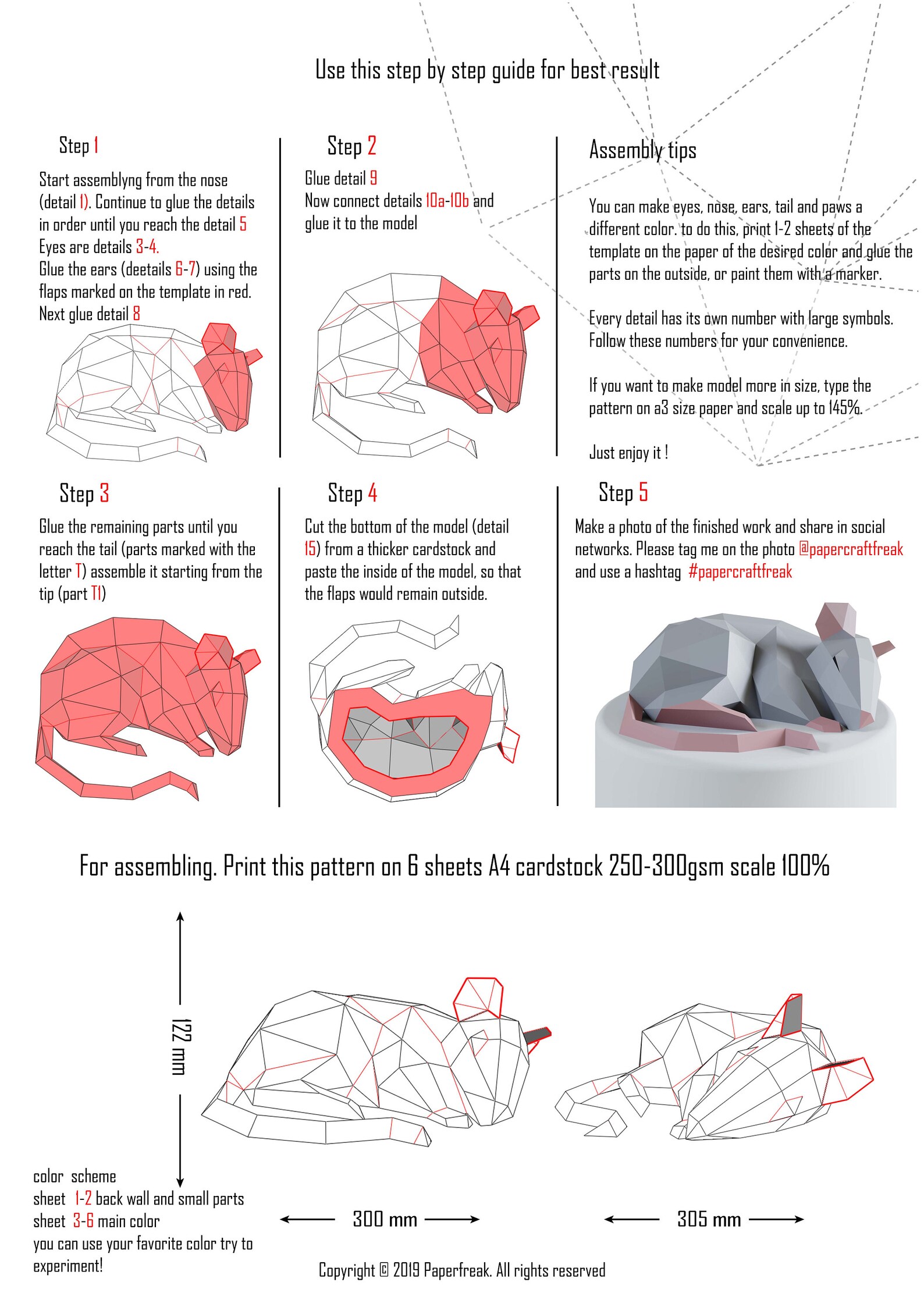 Papercraft 3d RAT MOUSE 3 Low Poly Paper Sculpture Diy Gift - Etsy