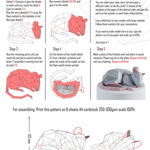 Papercraft 3d RAT MOUSE #3 Low Poly Paper Sculpture Diy Gift Decor Kids ...