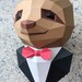 Papercraft 3D SLOTH in SUIT Pepakura Low Poly Paper Monkey Sculpture ...
