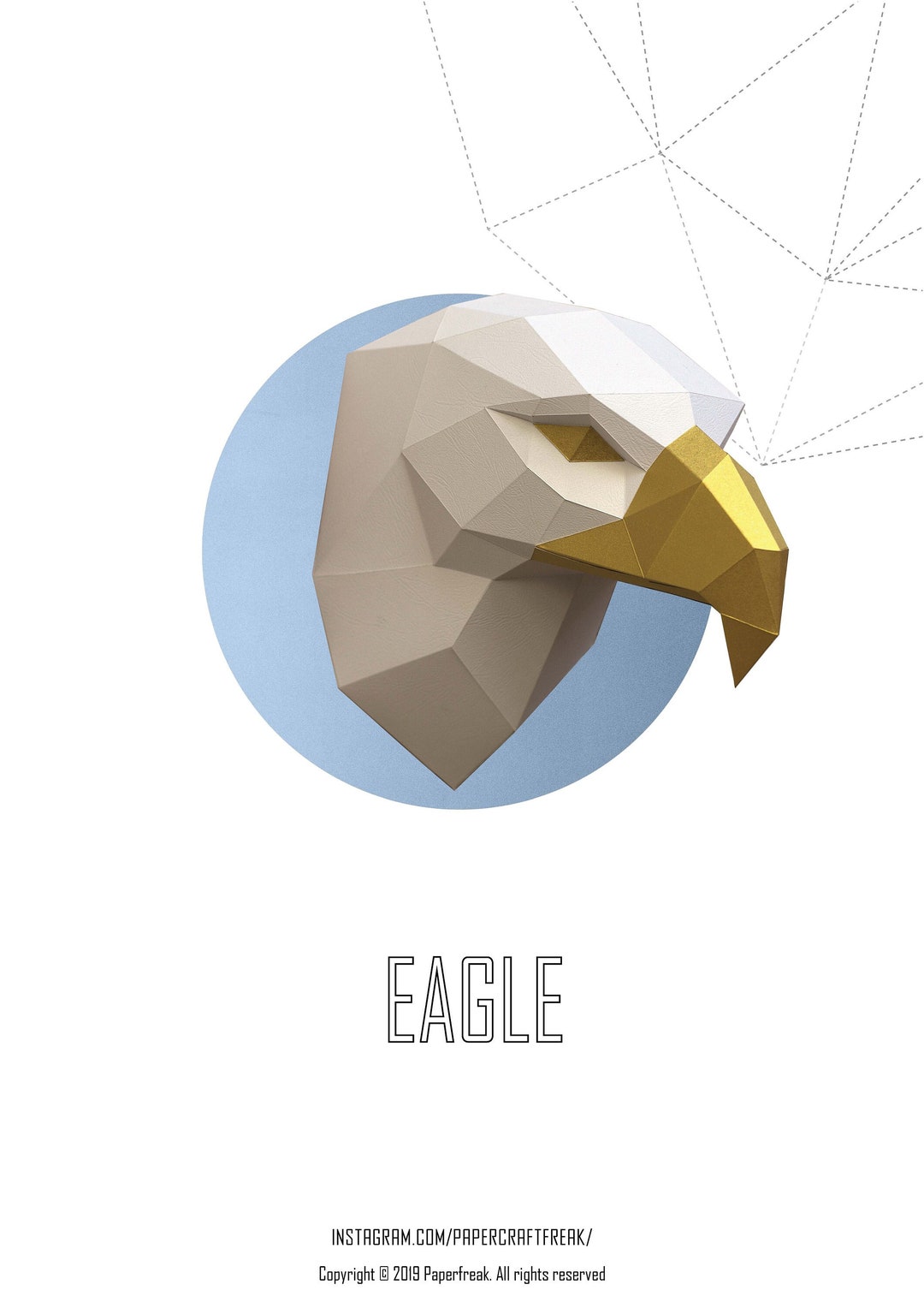Papercraft 3D EAGLE Head Pepakura PDF Template Low Poly Paper Sculpture ...