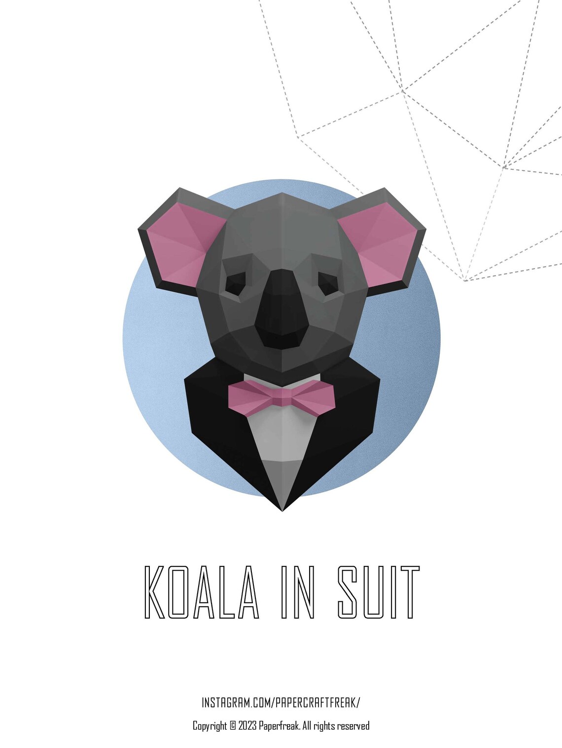 Papercraft 3D KOALA in SUIT Pepakura Low Poly Paper Sculpture - Etsy