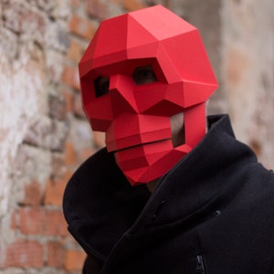 Papercraft 3D SKULL MASK Gothic Halloween Horror Pepakura Carnival Low ...