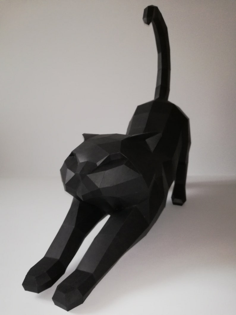 Papercraft 3D STRETCHING CAT Sculpture Pepakura Gift for Cat - Etsy