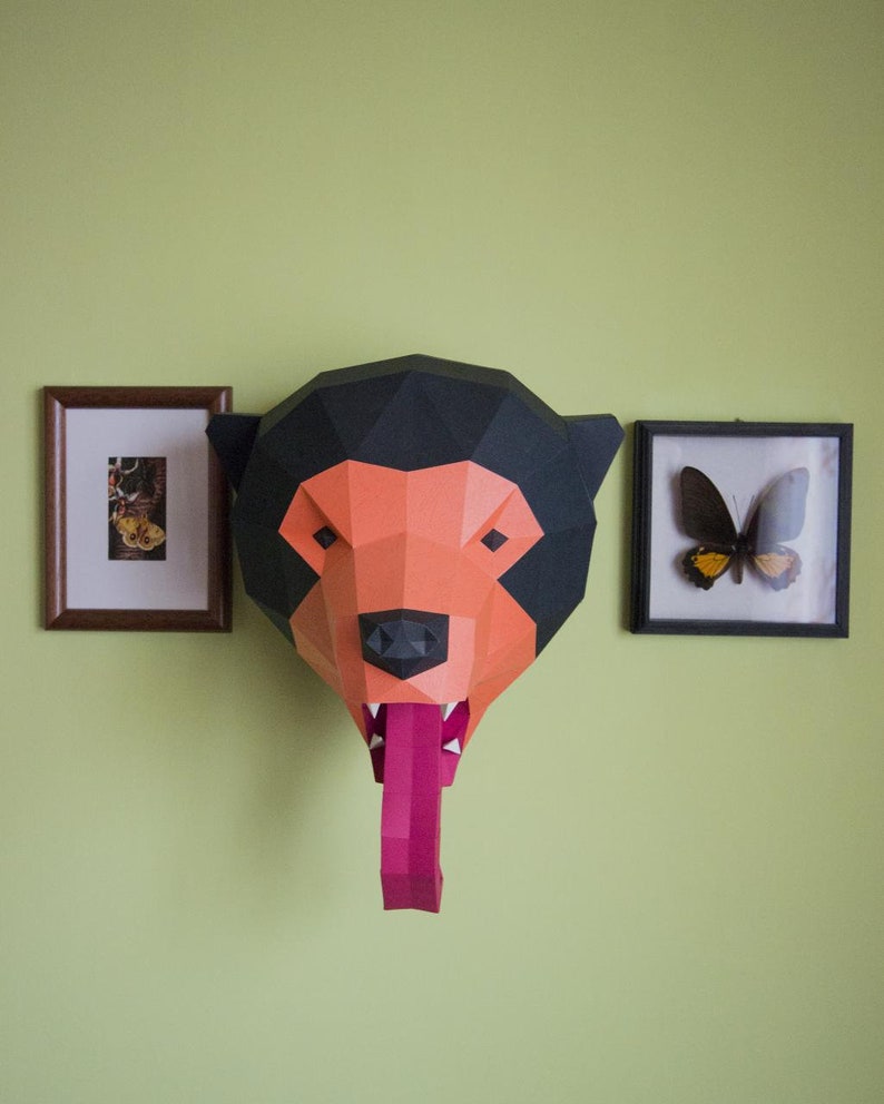 Papercraft 3D MALAYAN SUN BEAR Head Pepakura Pdf Template - Etsy