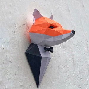 Papercraft 3D FOX IN SUIT Pepakura Low Poly Paper Sculpture Decor Foxy ...