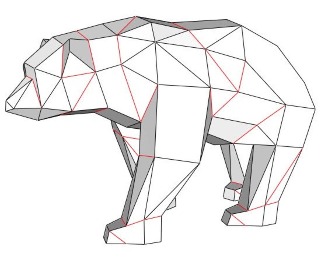 Papercraft 3D WALKING BEAR FIGURE Pepakura Pdf Template Low - Etsy