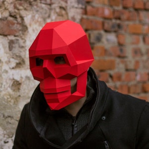 Papercraft 3D SKULL MASK Gothic Halloween Horror Pepakura Carnival Low ...