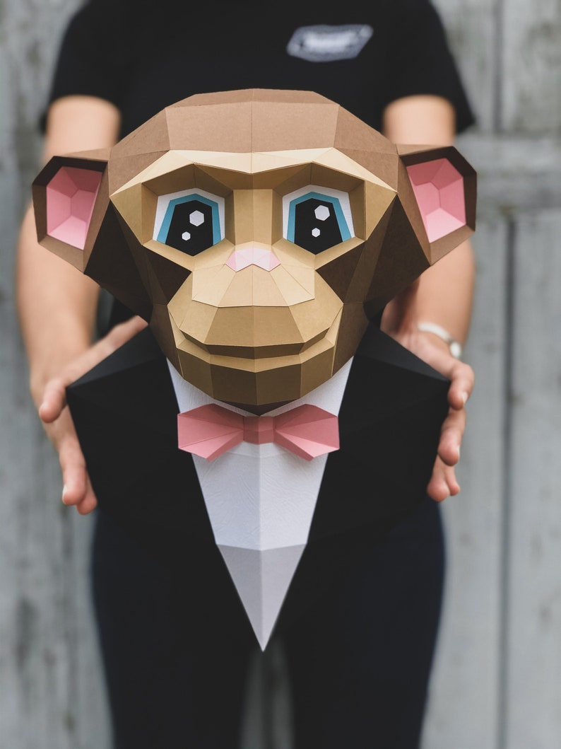 Papercraft 3D MONKEY in SUIT Pepakura Low Poly Paper - Etsy