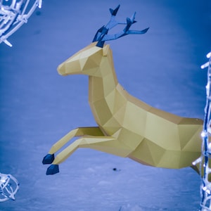 Papercraft 3D FLYING DEER Christmas Low Poly Paper Sculpture Diy Gift ...