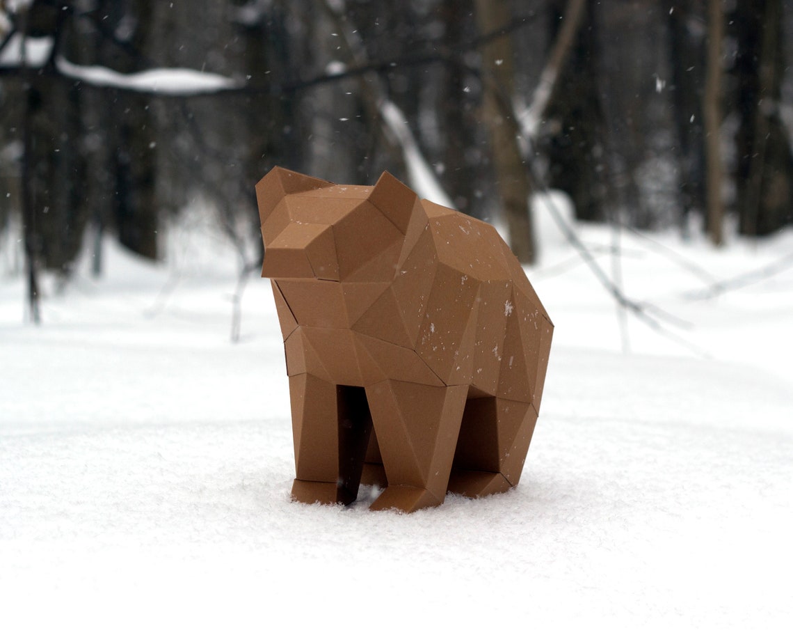 Papercraft 3D Simple BEAR FIGURE Small Size Pepakura Pdf - Etsy