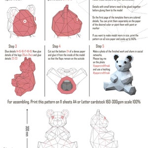 Papercraft 3D TOY BEAR Low Poly Paper Sculpture Diy Gift Decor for Kids ...