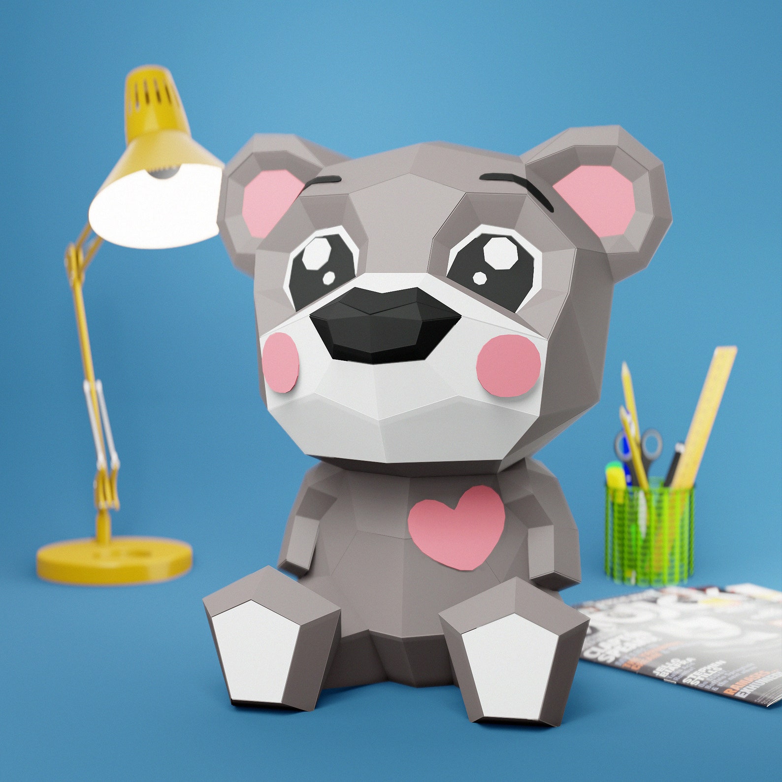 Papercraft 3D CARTOON TOY BEAR Low Poly Paper Sculpture Diy - Etsy