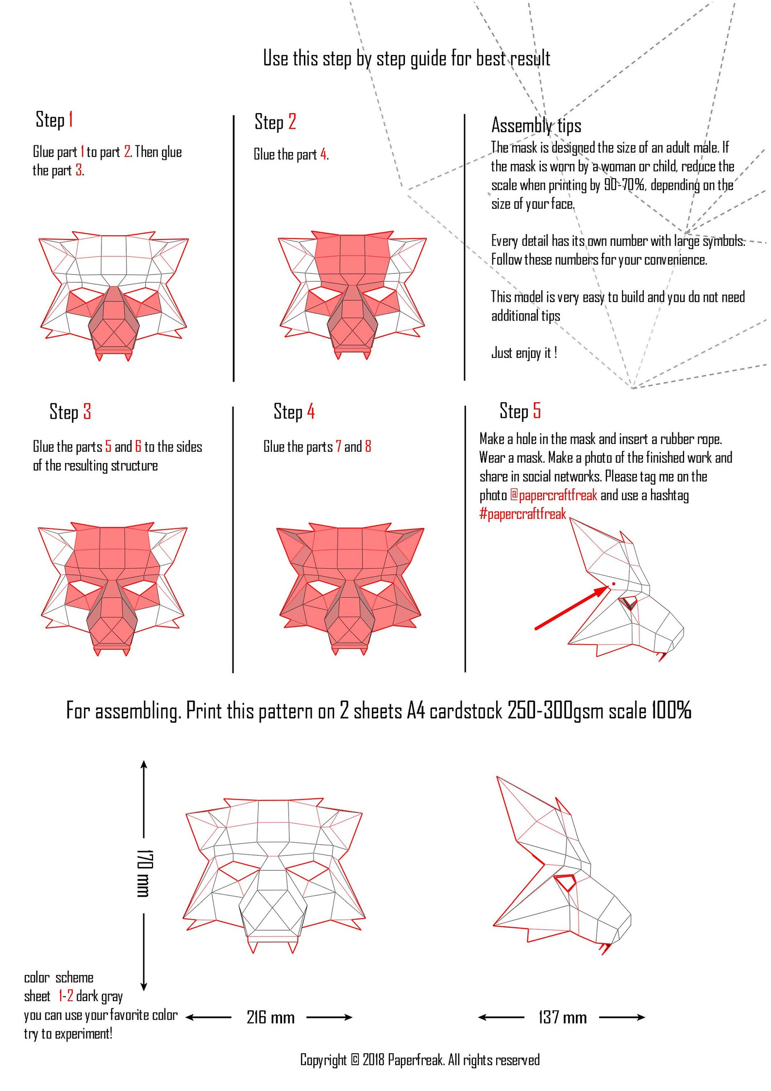 Papercraft 3D WHITE WOLF Half MASK Halloween Pepakura Kinky - Etsy