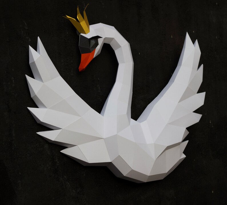 Papercraft 3D SWAN WITH CROWN mirror Version Pepakura Pdf | Etsy