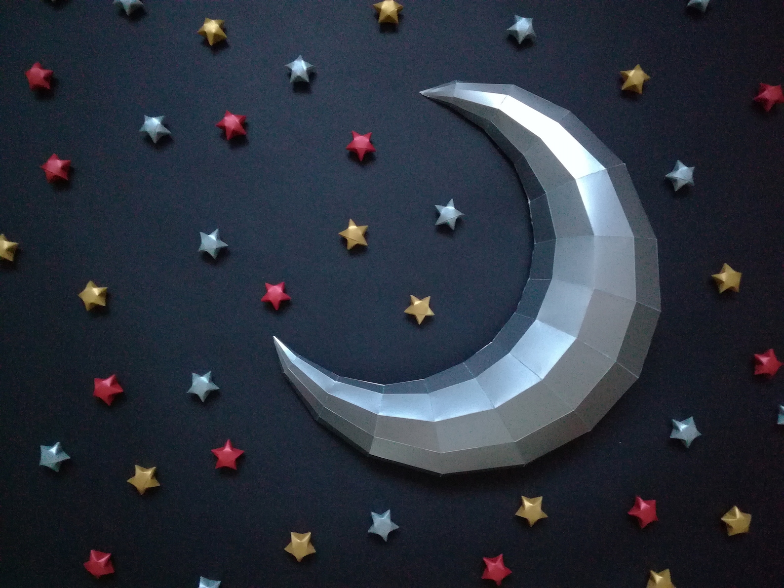 Papercraft 3D MOON Bonus STARS Pepakura Pattern 2 Files of - Etsy