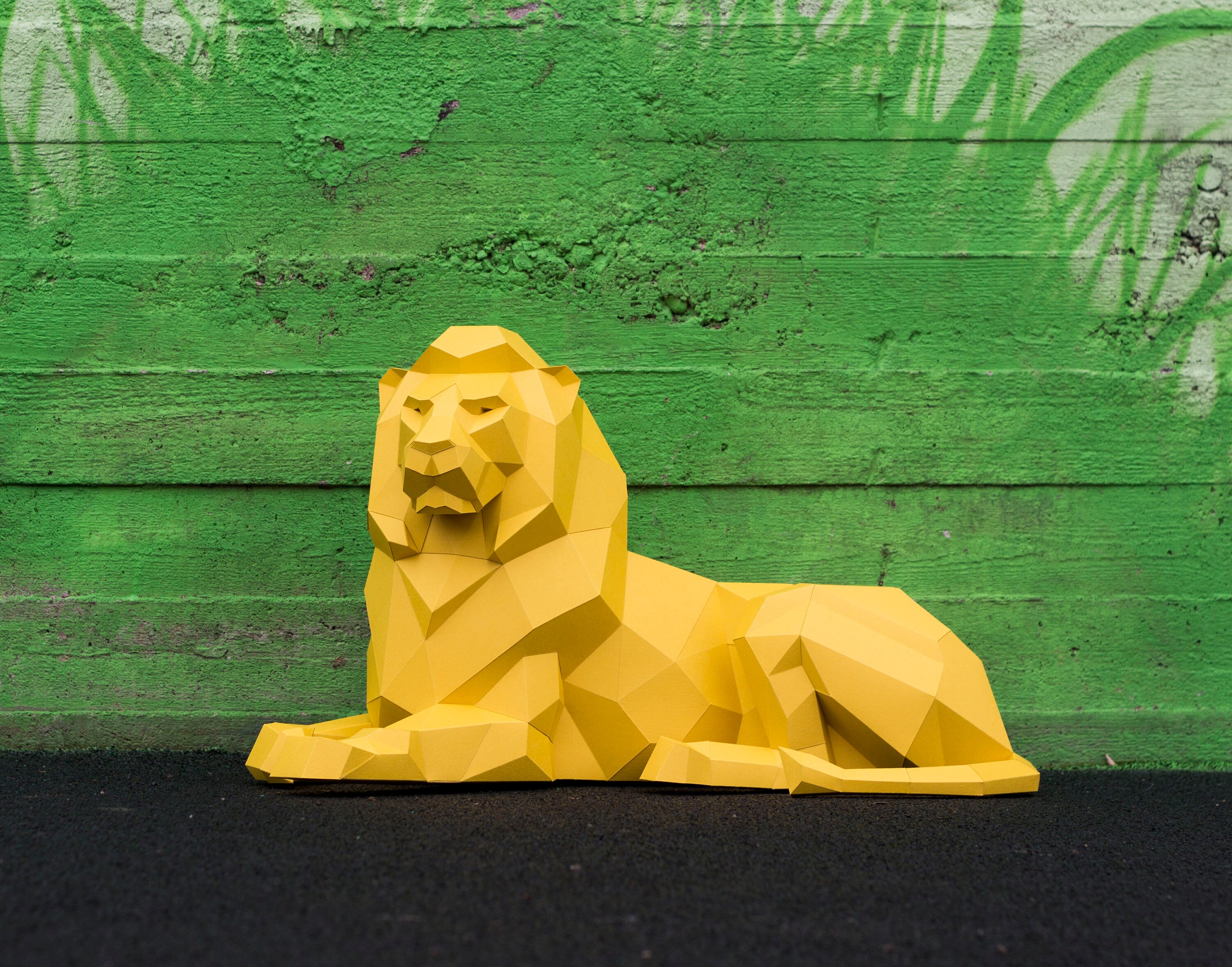 Papercraft 3D BIG LYING LION Low Poly Paper Sculpture Diy Gift - Etsy UK